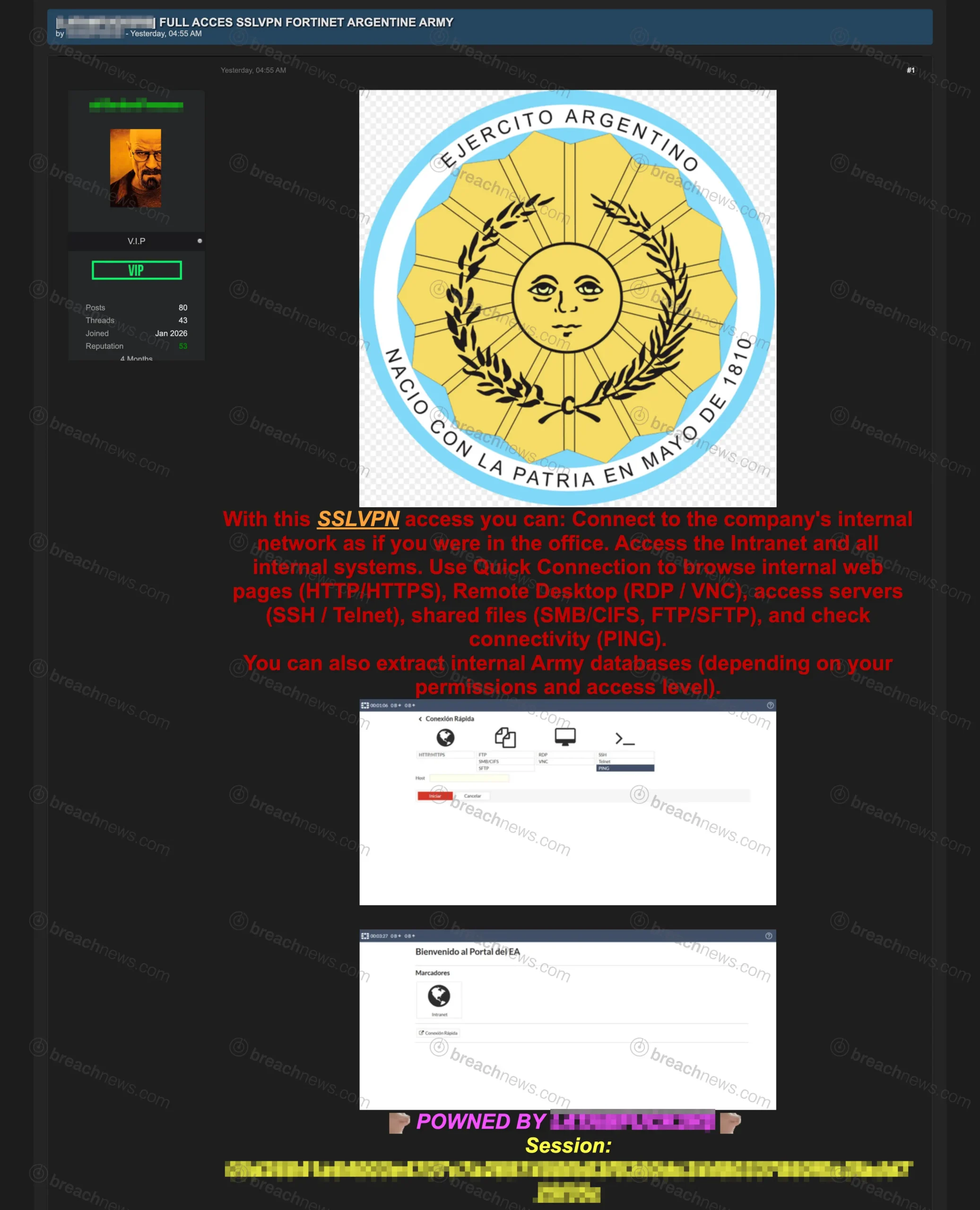 Threat Actor Claims Access to Argentine Army Fortinet SSL VPN ...